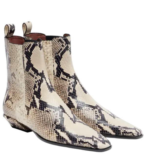 Paris Texas Bettina Snake-print Ankle Boots - Beige