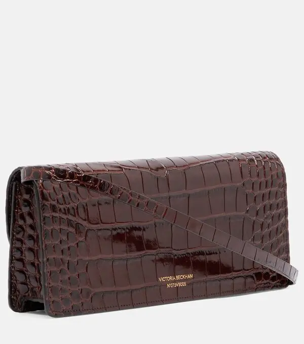 Victoria Beckham Dorian East-west Clutch In Croc-effect Leather - Brown