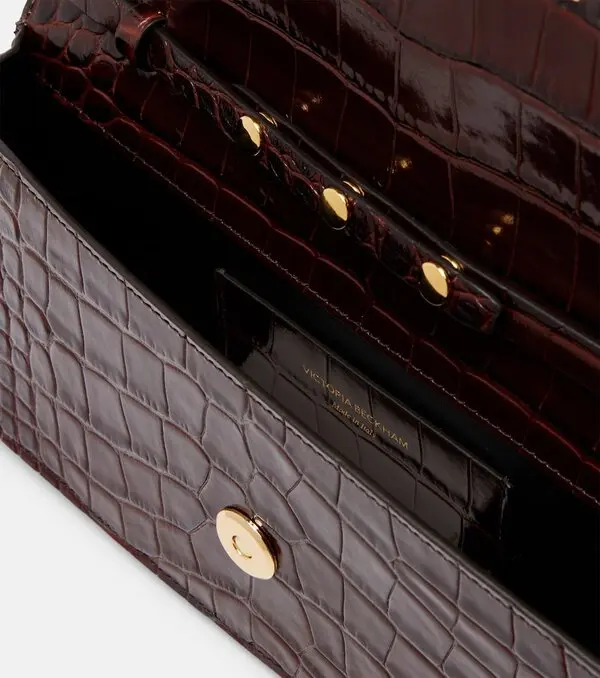 Victoria Beckham Dorian East-west Clutch In Croc-effect Leather - Brown