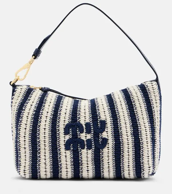 Miu Miu Striped Crochet Top Handle Bag