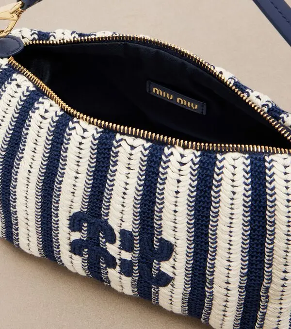 Miu Miu Striped Crochet Top Handle Bag