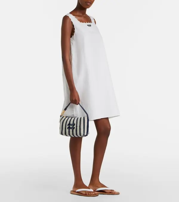 Miu Miu Striped Crochet Top Handle Bag