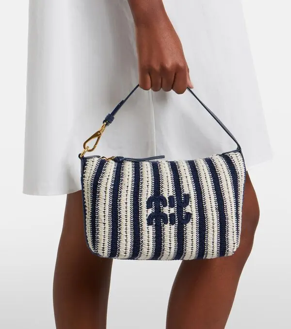Miu Miu Striped Crochet Top Handle Bag