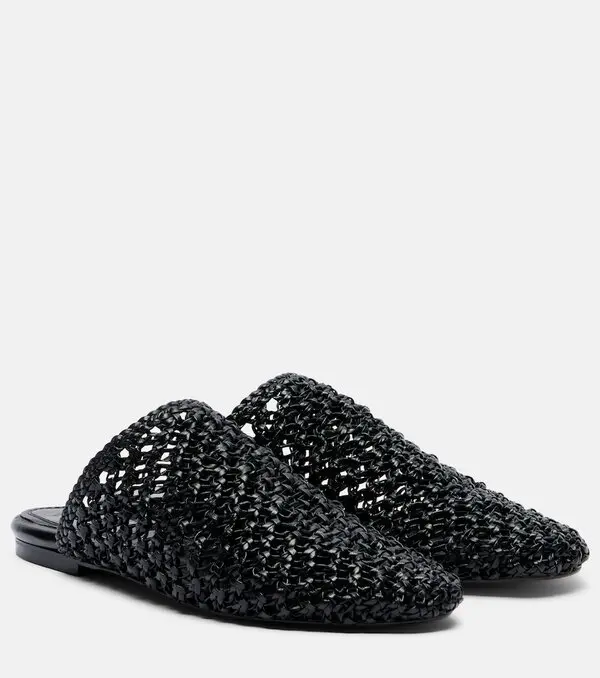 SOULIERS MARTINEZ Mallorca Woven Leather Mules - Black