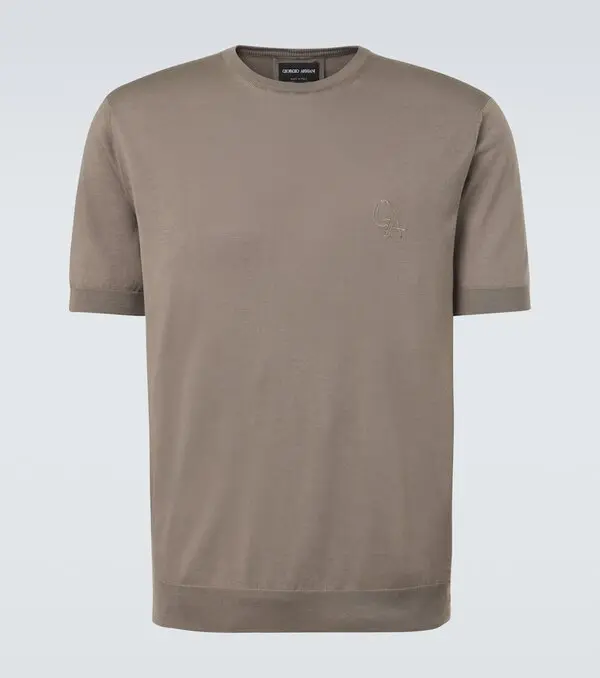 Giorgio Armani Silk And Cotton Crewneck Sweater - Grey