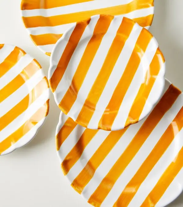 CABANA Righe Set Of 2 Ceramic Dinner Plates