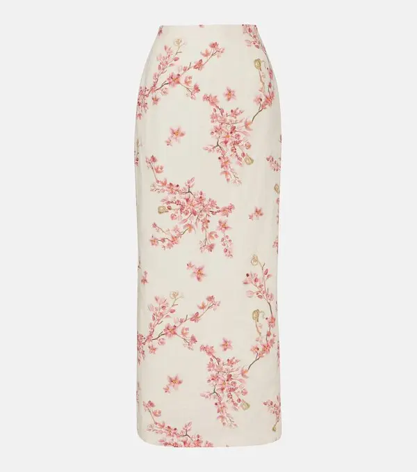 Agua Bendita Linen Maxi Skirt - White