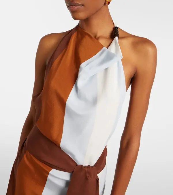 SIR. Striped Halterneck Silk Minidress