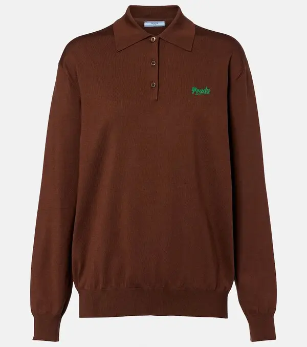 Prada Silk-blend Polo Sweater - Brown
