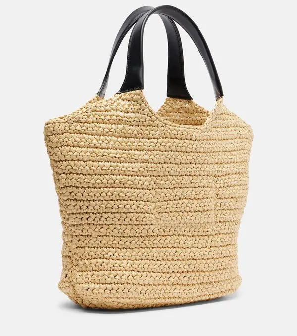Balmain Logo Raffia-effect Top-handle Bag