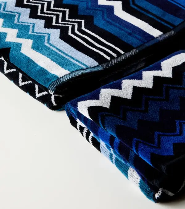 Missoni Giacomo Set Of 2 Cotton Terry Towels - Blue