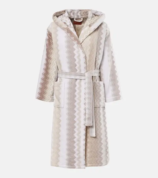 Missoni Giacomo Zigzag Cotton Terry Bathrobe - Beige