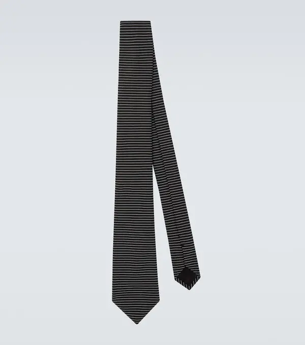 Giorgio Armani Striped Silk Tie - Black