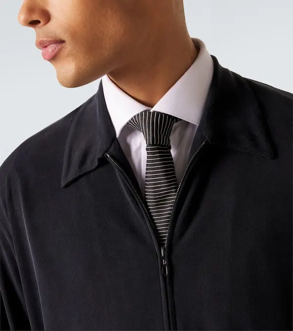 Giorgio Armani Striped Silk Neck Tie - Black