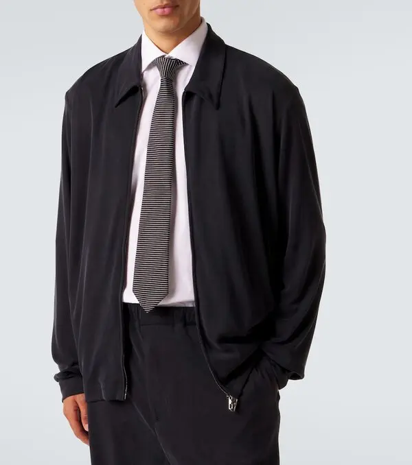 Giorgio Armani Striped Silk Tie - Black