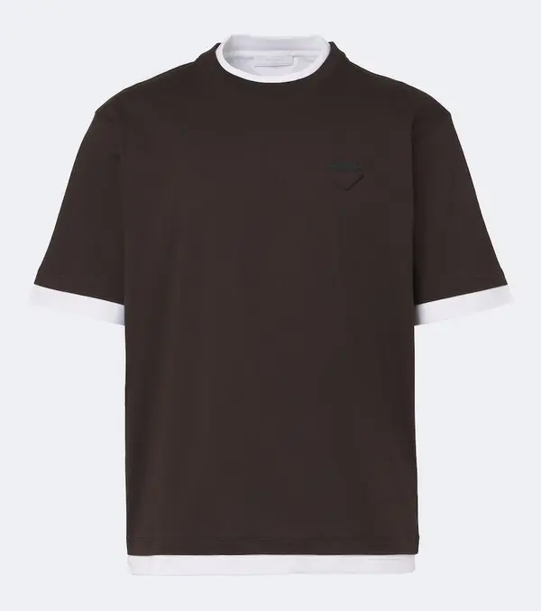 Prada Layered Cotton Jersey T-shirt - Brown