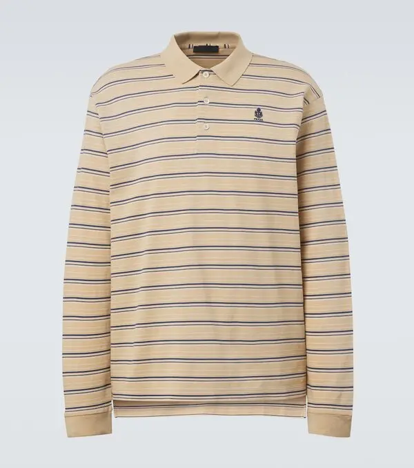 Prada Striped Cotton Piqué Polo Shirt - Beige