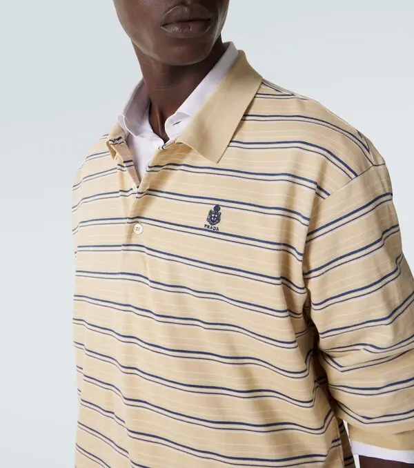 Prada Striped Cotton Piqué Polo Shirt