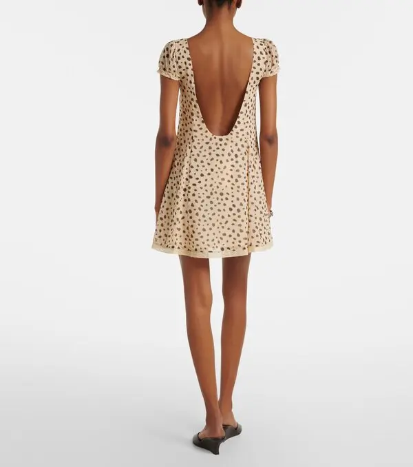 Posse Priscilla Animal Print Silk Minidress - Brown