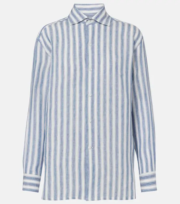 Ralph Lauren Striped Linen Shirt - Blue