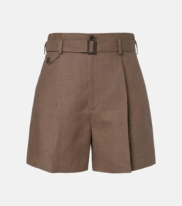 Ralph Lauren Denise Belted Linen Shorts - Brown