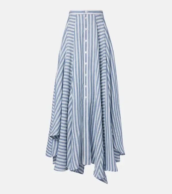 Ralph Lauren Shamus Striped Linen Maxi Skirt - Blue