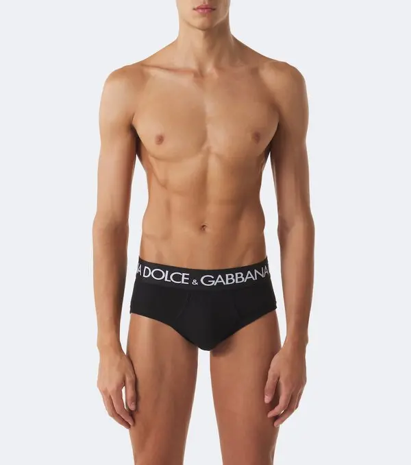 Dolce & Gabbana Set Of 2 Cotton-blend Jersey Briefs - Black