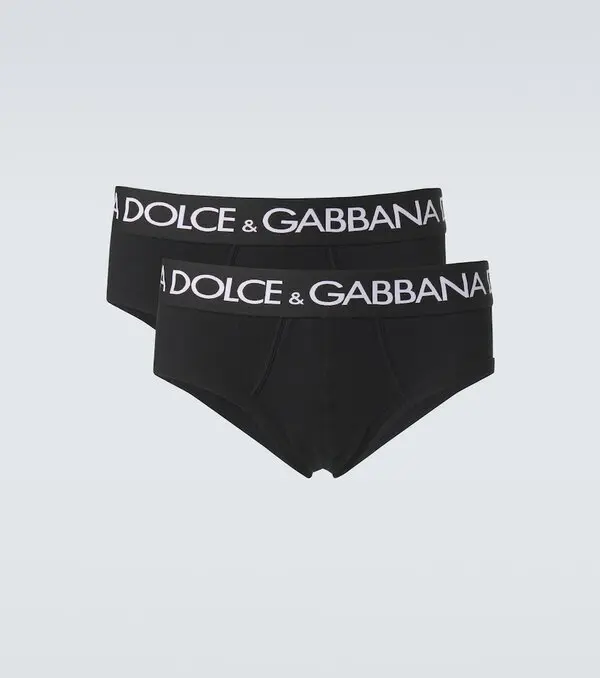 Dolce & Gabbana Set Of 2 Cotton-blend Jersey Briefs - Black