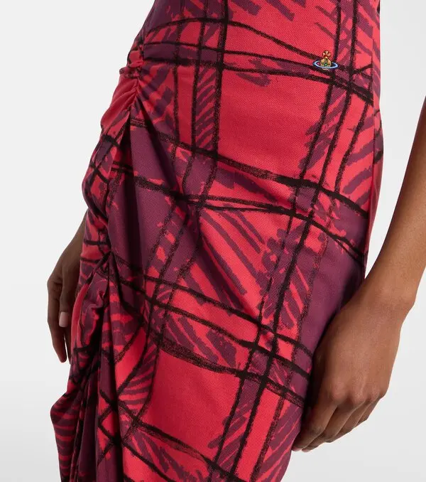 VIVIENNE WESTWOOD Long Monday Checked Cotton Polo Dress - Red