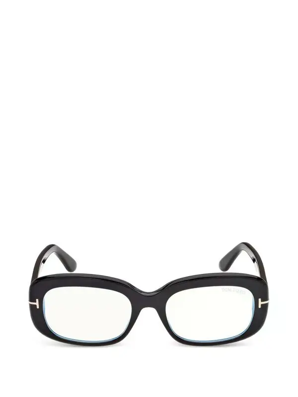 TOM FORD T-logo Rectangle-frame Glasses - Black