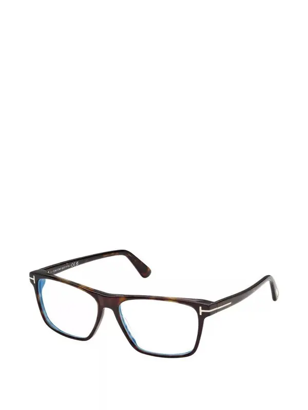 TOM FORD T-logo Rectangle-frame Glasses - Brown