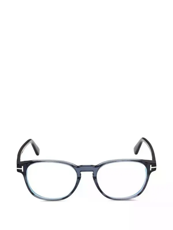 TOM FORD T-logo Round-frame Glasses - Blue