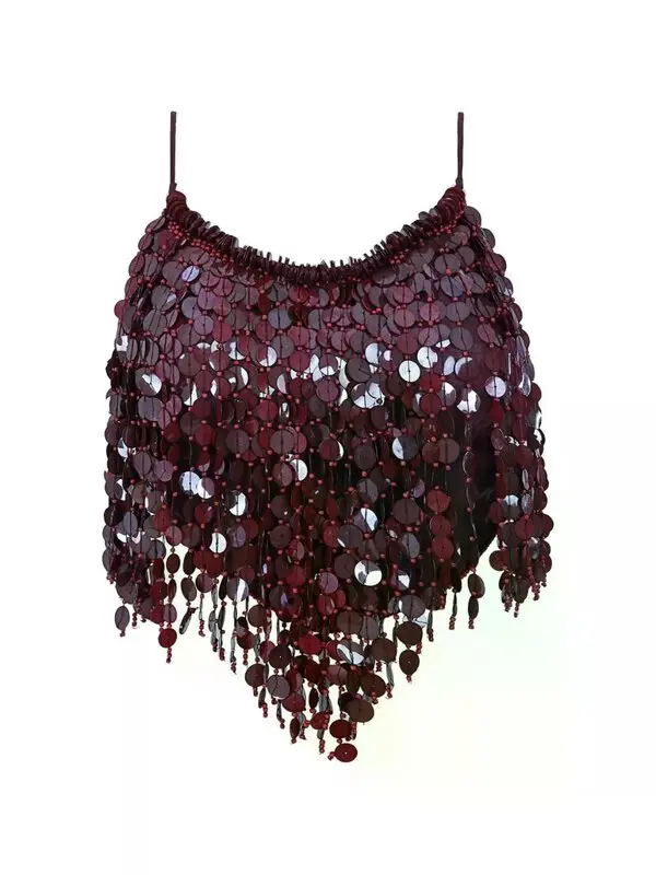 Agua Bendita Sequin Embellished Fringed Top