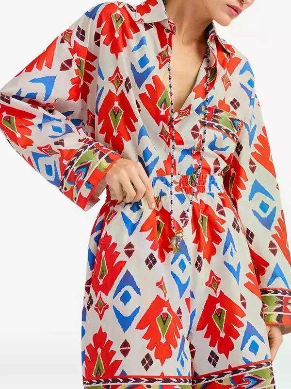 Momoni Geometric Print Poplin Shorts