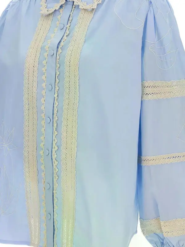 ESTRAFALARIO Embroidered Lace-trim Shirt