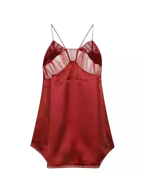 IRO PARIS Tulle-trim Satin Camisole - Red