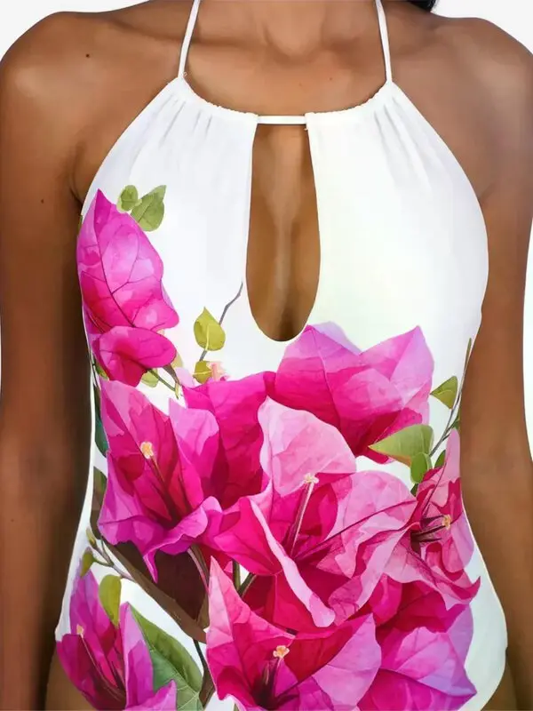 BIKINVILLE Bougainvillea Floral-print Halterneck Swimsuit