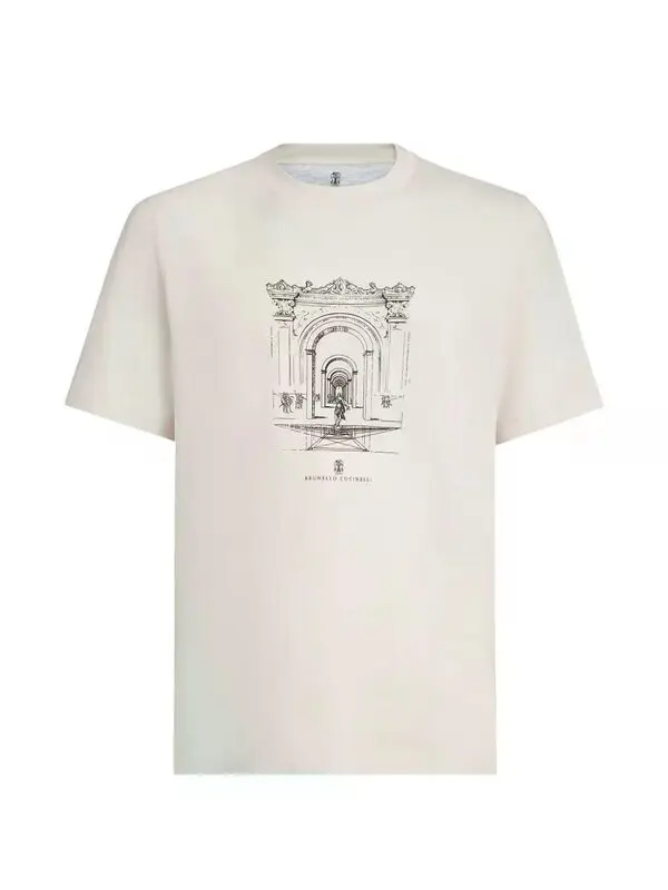 Brunello Cucinelli Cotton Jersey Crew Neck T-shirt With Print