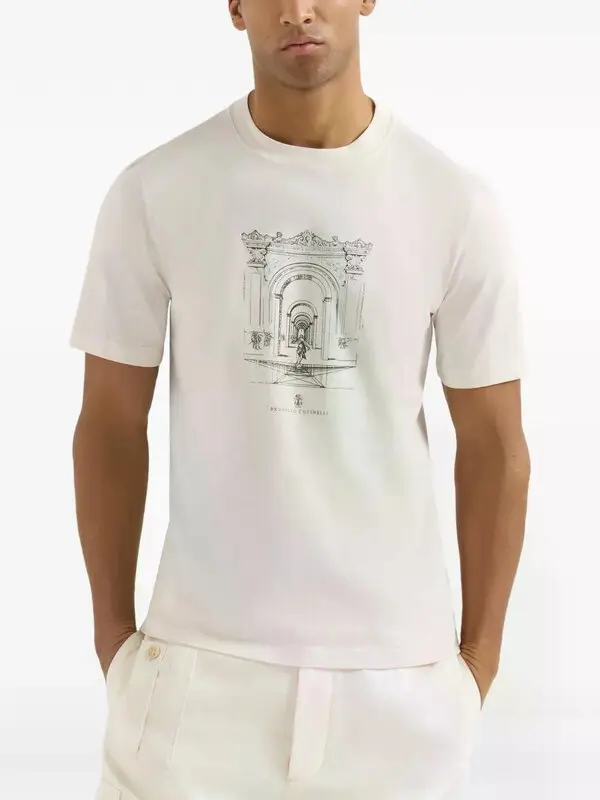 Brunello Cucinelli Cotton Jersey Crew Neck T-shirt With Print