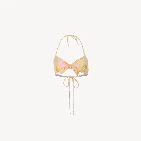 Chloé Sunbleached Flower-print Bikini Top - Multicolor Pink