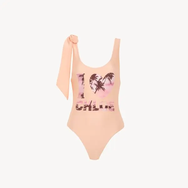Chloé Knotted-strap Logo One-piece Swimsuit - Apricot Pink