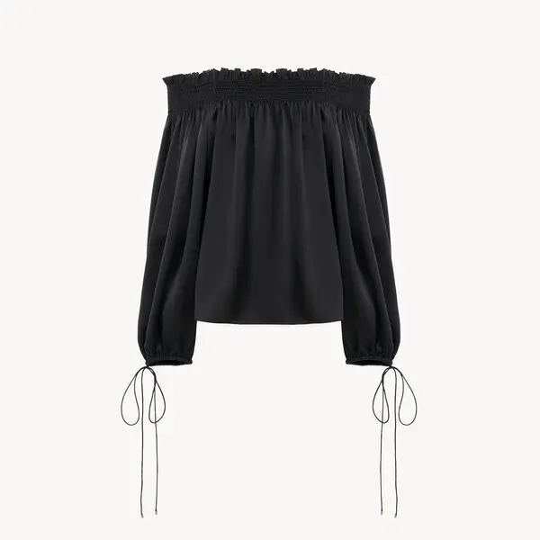 Chloé Off-the-shoulder Washed Satin Top