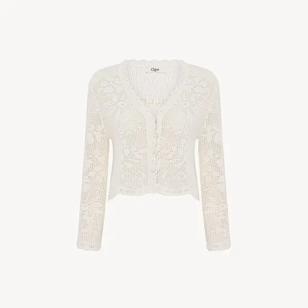 Chloé Cropped Cardigan - White
