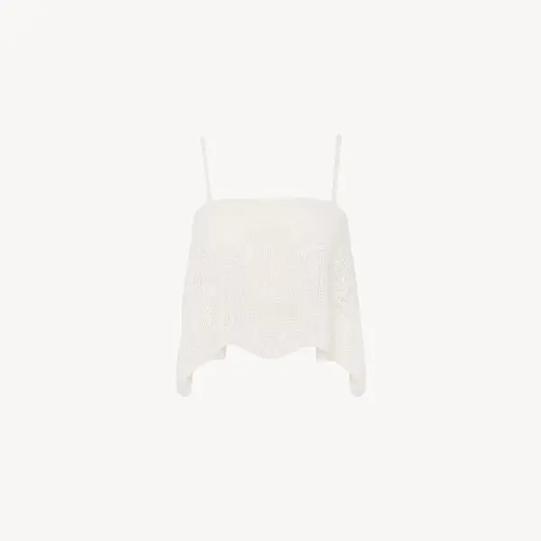 Chloé Cropped Flower Pointelle Knit Top