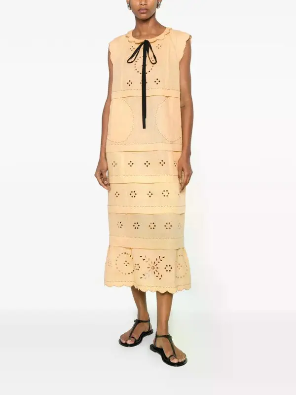 Vita Kin Kiki Broderie Midi Dress - Orange