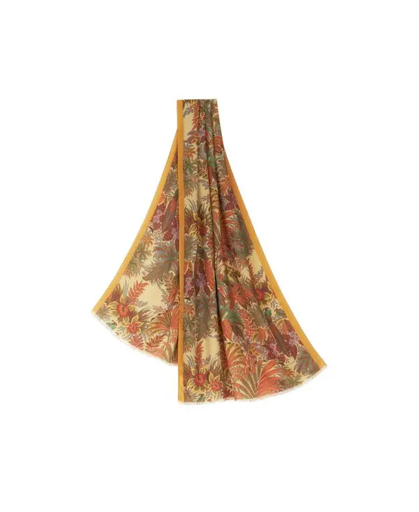 Etro Floral-printed Frayed-edge Scarf - Brown