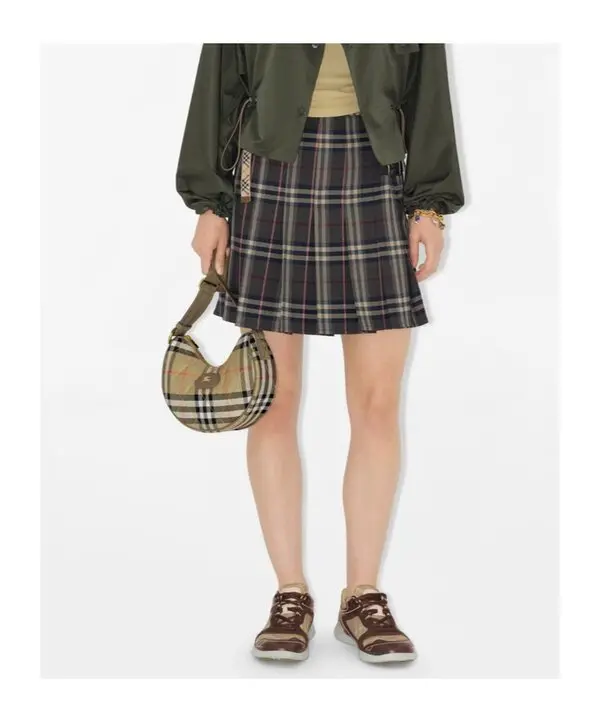 Burberry Horseshoe Checked Crossbody Bag - Sand