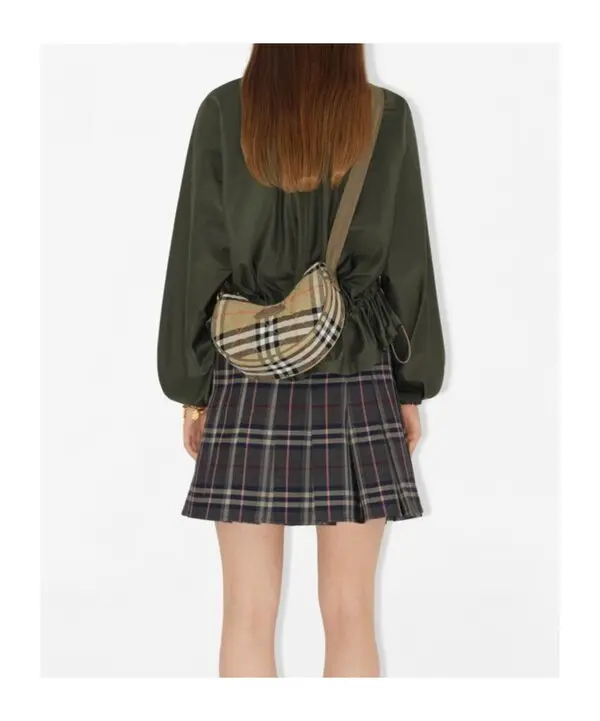Burberry Horseshoe Checked Crossbody Bag - Sand