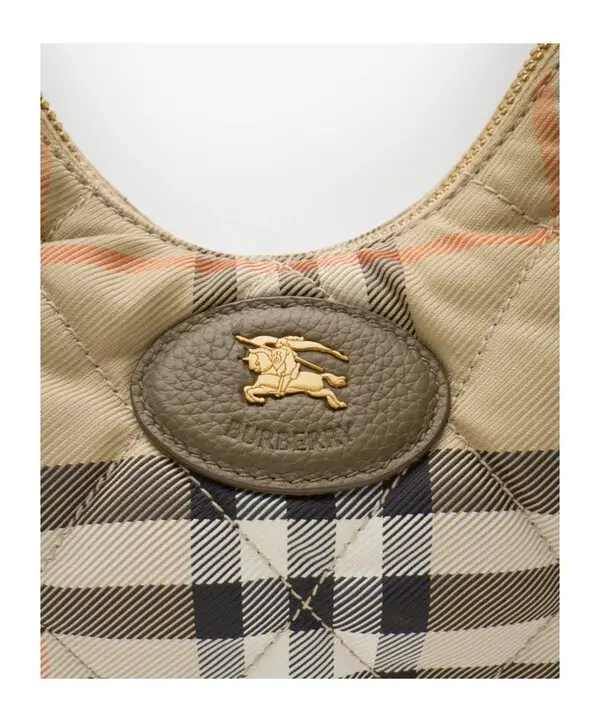 Burberry Horseshoe Checked Crossbody Bag - Sand