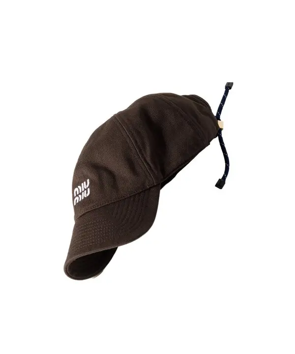Miu Miu Baseball Cap With Logo Embroidery - Dark Brown/iris